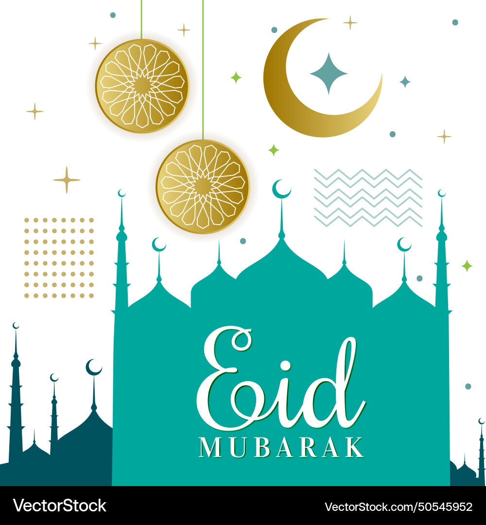 Ramzan mubarak greeting with islamic mosque Vector Image