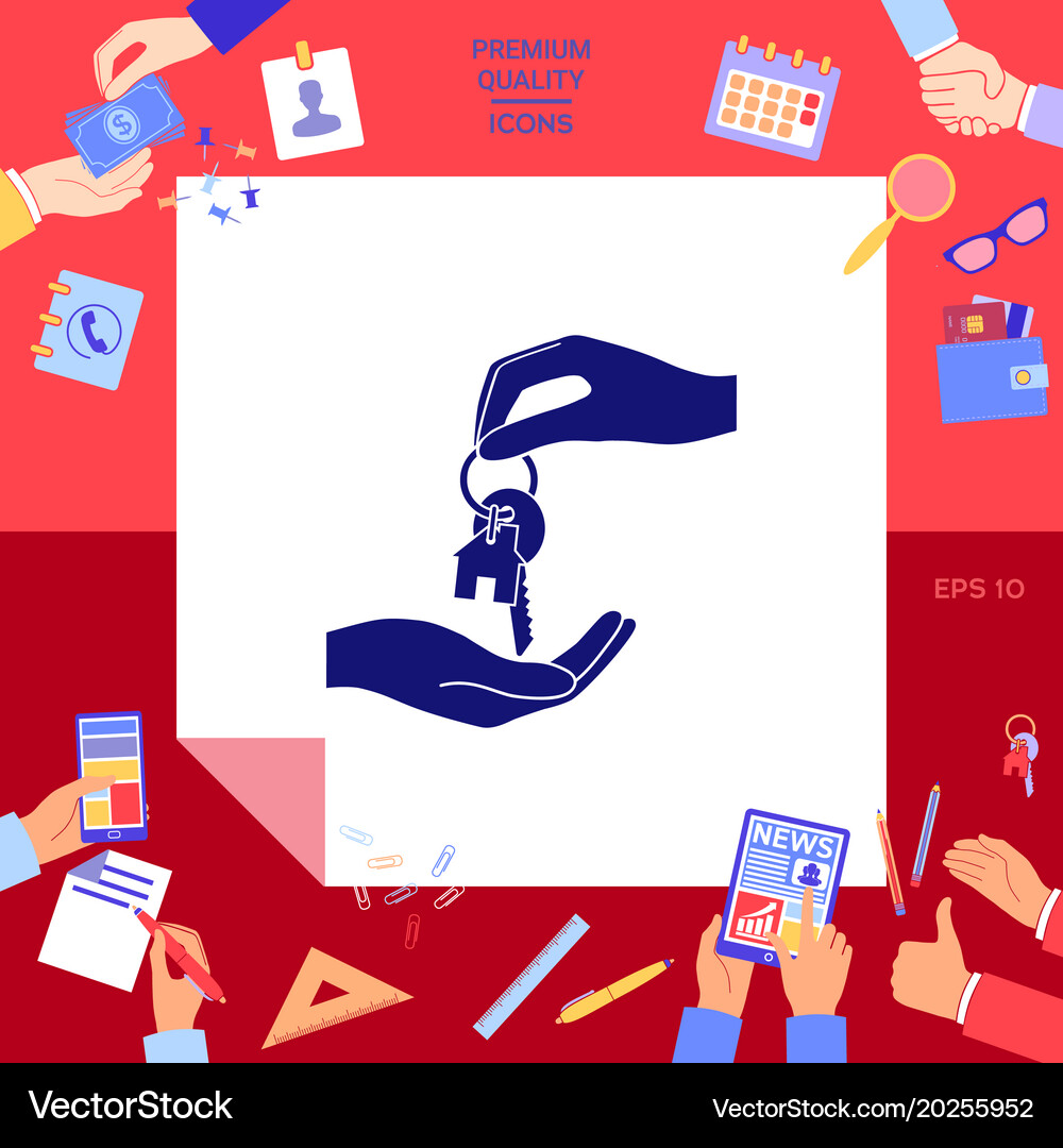 Receiving the key with keychain shaped like Vector Image