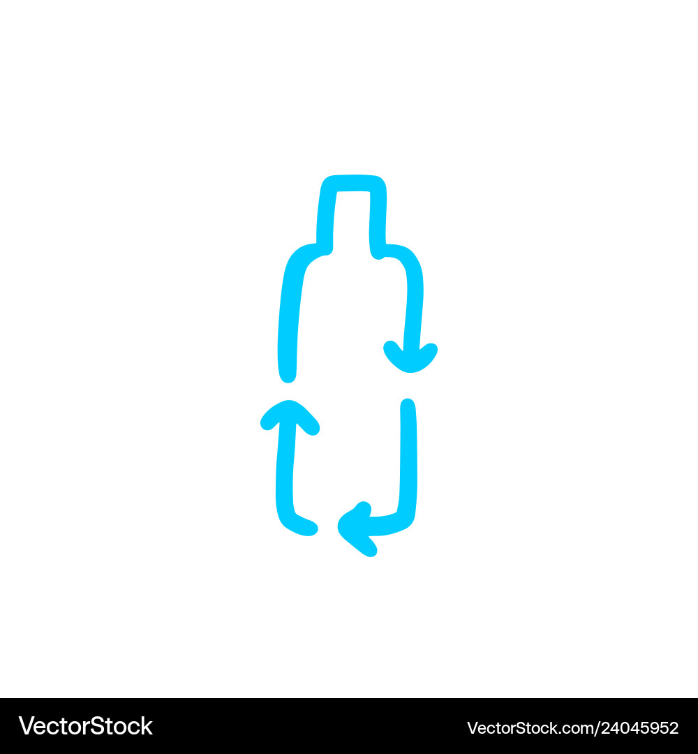Recycle bottle logo doodle icon Royalty Free Vector Image