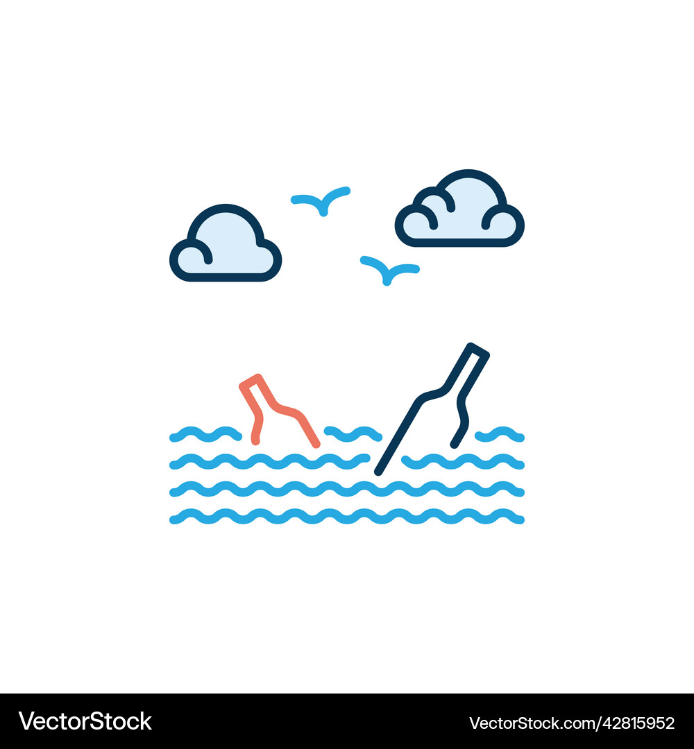 Sea water pollution concept modern icon Royalty Free Vector