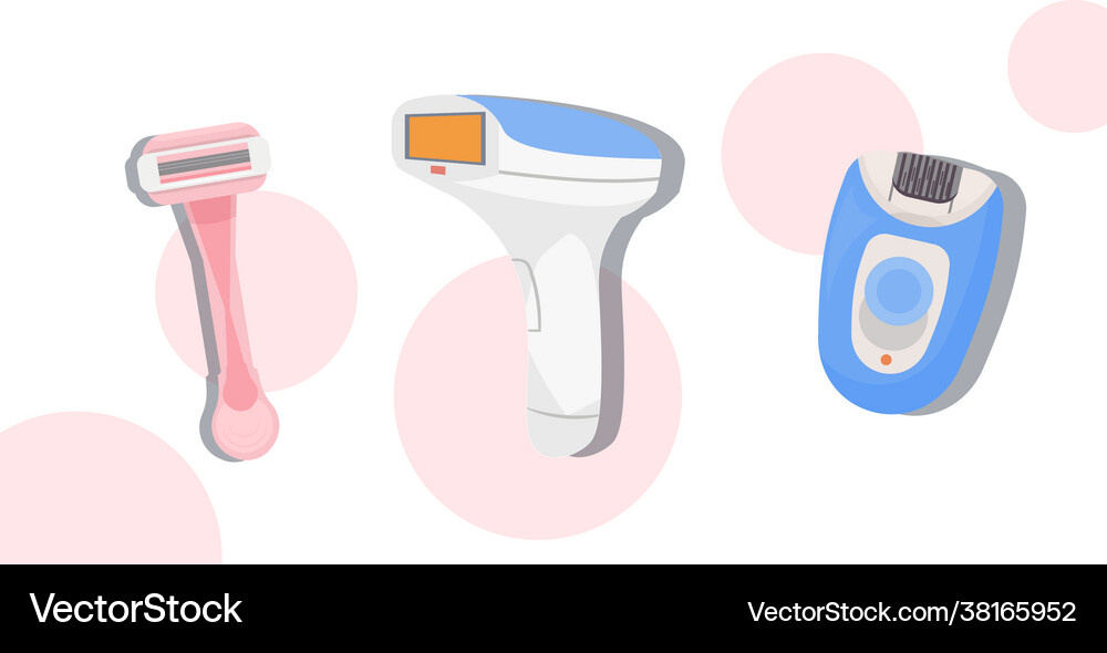 Set modern laser electric epilators and shaving Vector Image