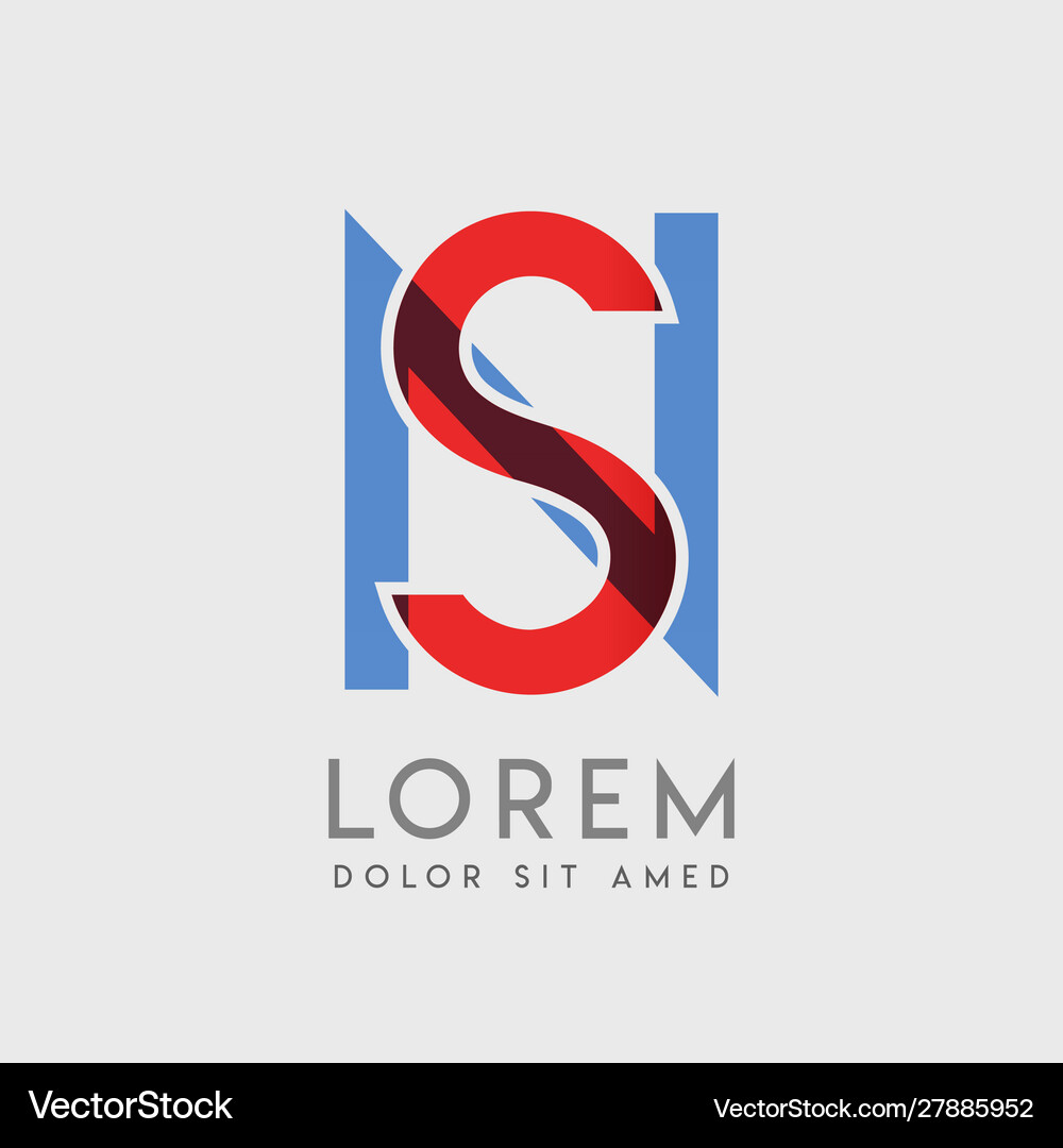 Sn logo letters with blue and red gradation Vector Image