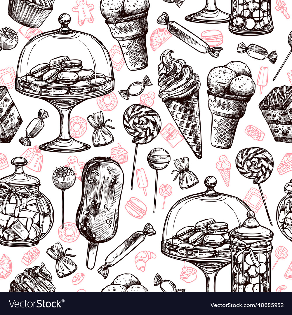 Sweets seamless pattern Royalty Free Vector Image