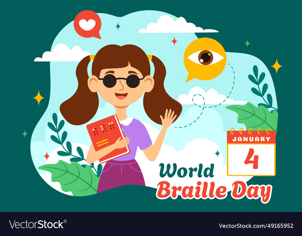 World braille day on 4th of january with text Vector Image