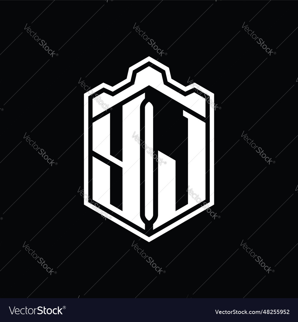 Yj letter logo monogram hexagon shield shape Vector Image