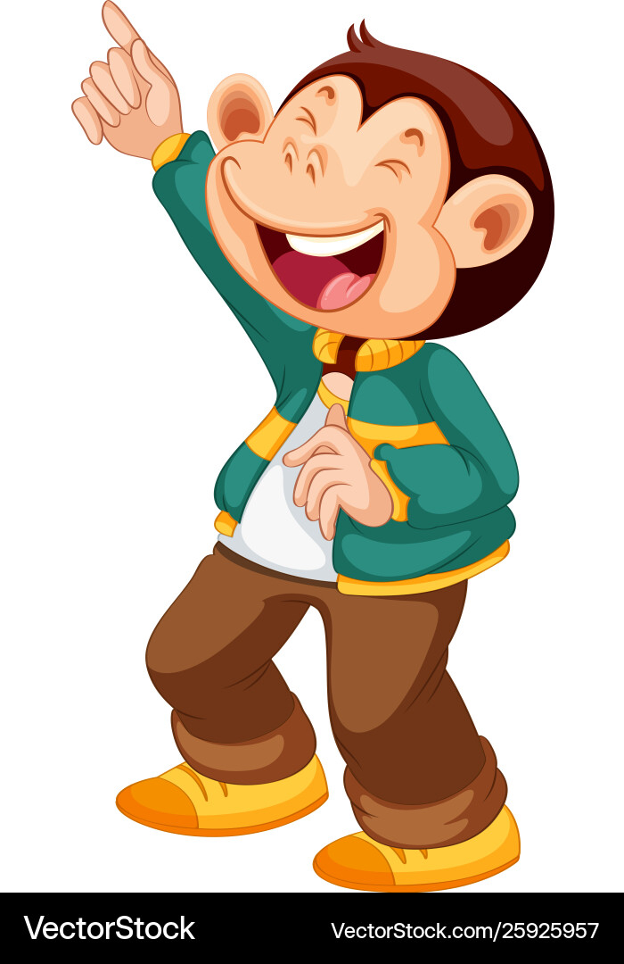 A happy monkey cartoon character Royalty Free Vector Image