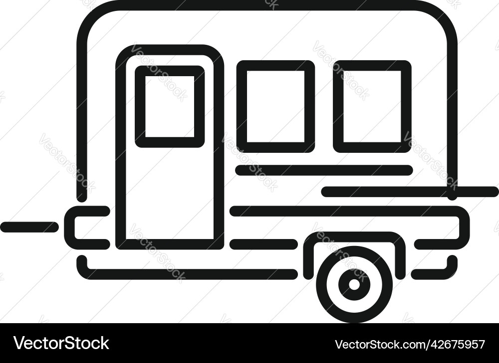 Camp trailer icon outline camper car Royalty Free Vector
