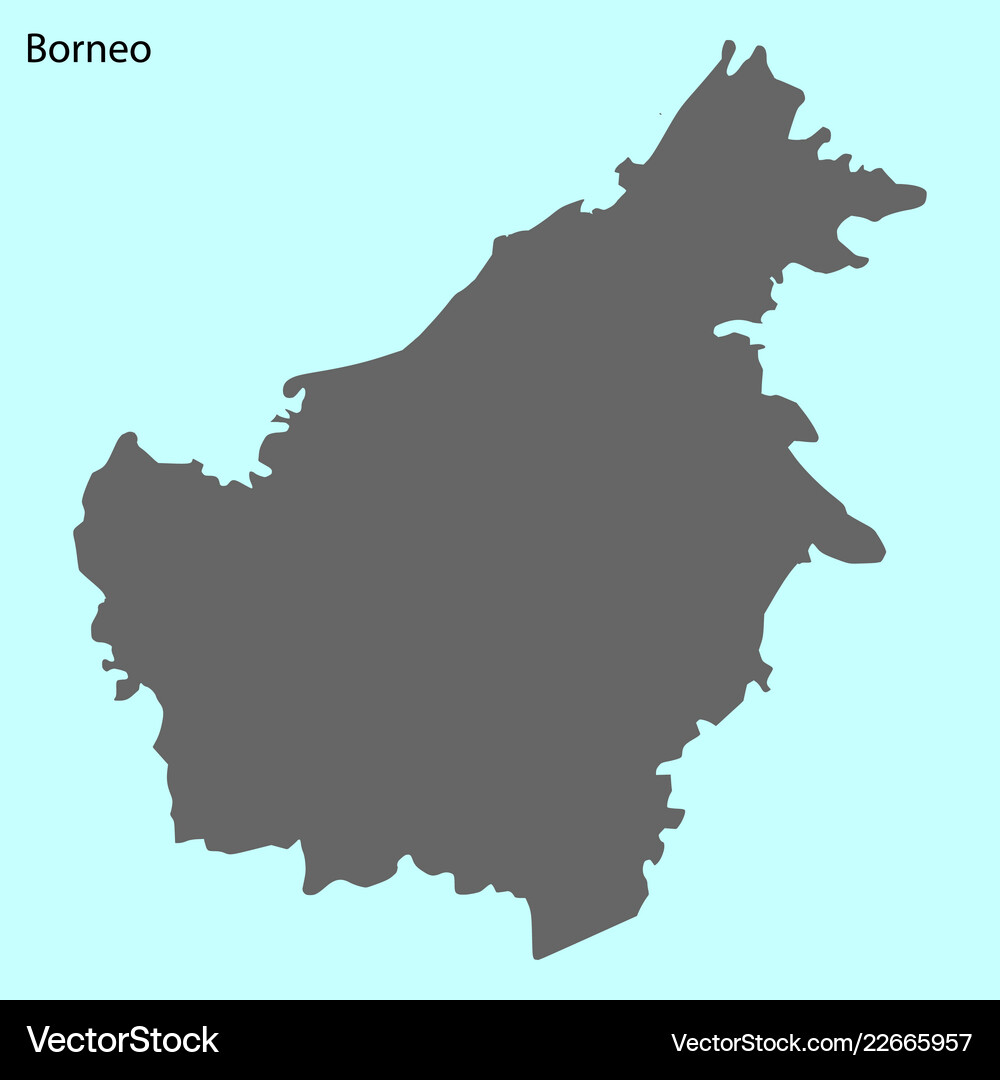 Detailed Borneo Island Map Royalty Free Vector Image