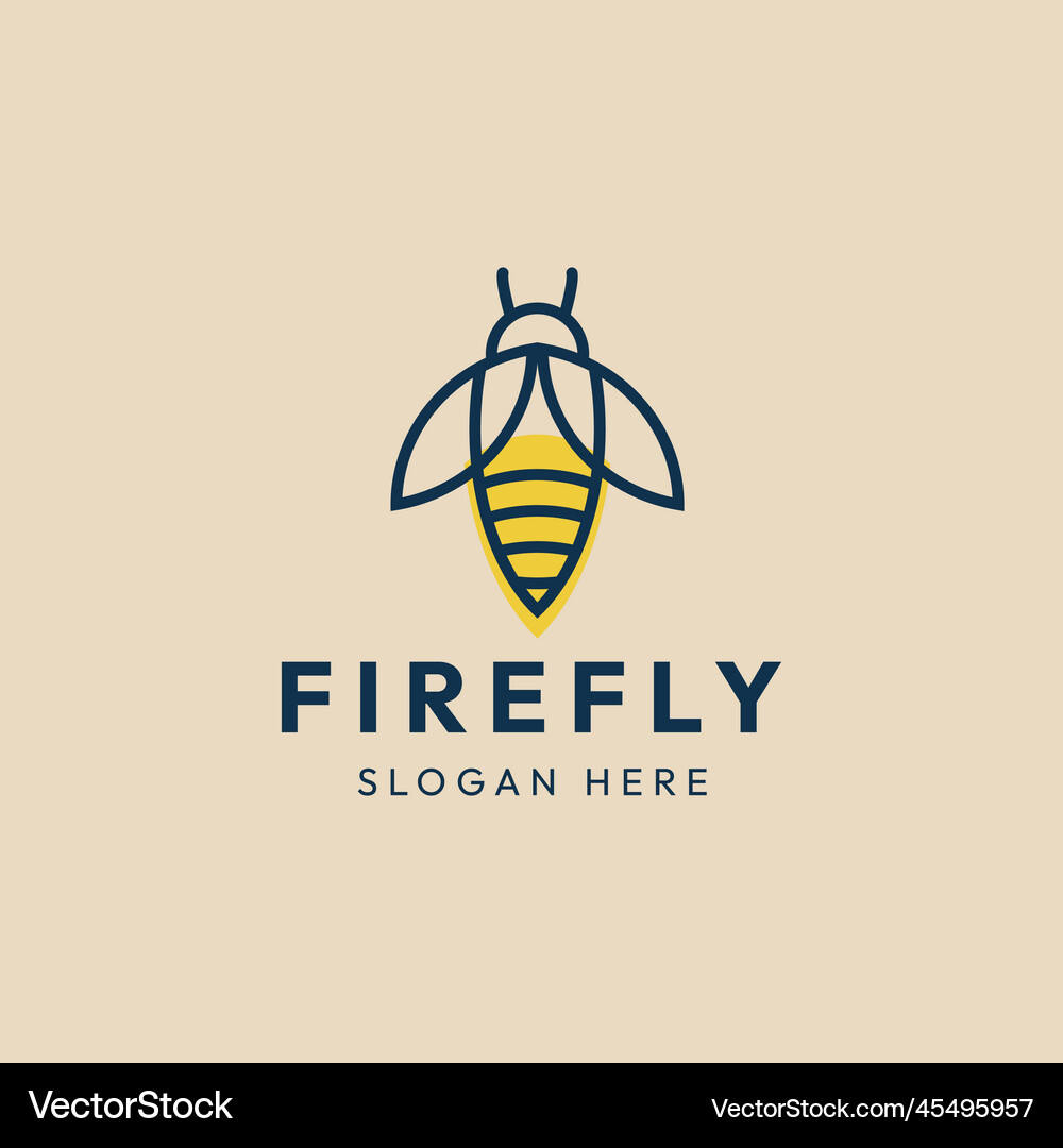 Firefly line art logo minimalist design Royalty Free Vector