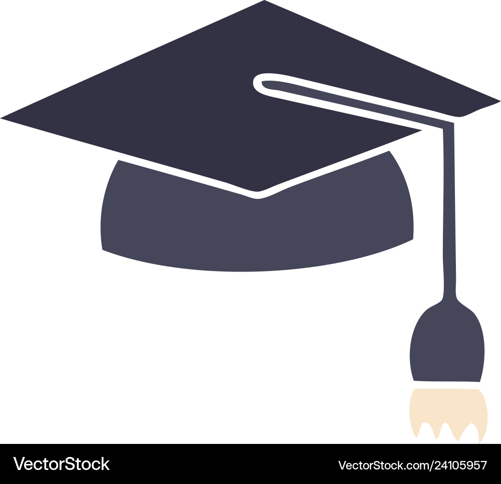 Flat color retro cartoon graduation cap Royalty Free Vector