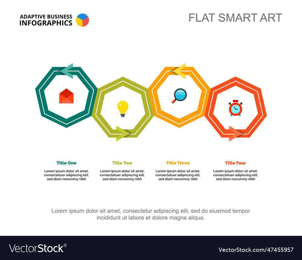 Four points workflow slide template Royalty Free Vector Four points workflow slide template Royalty Free Vector