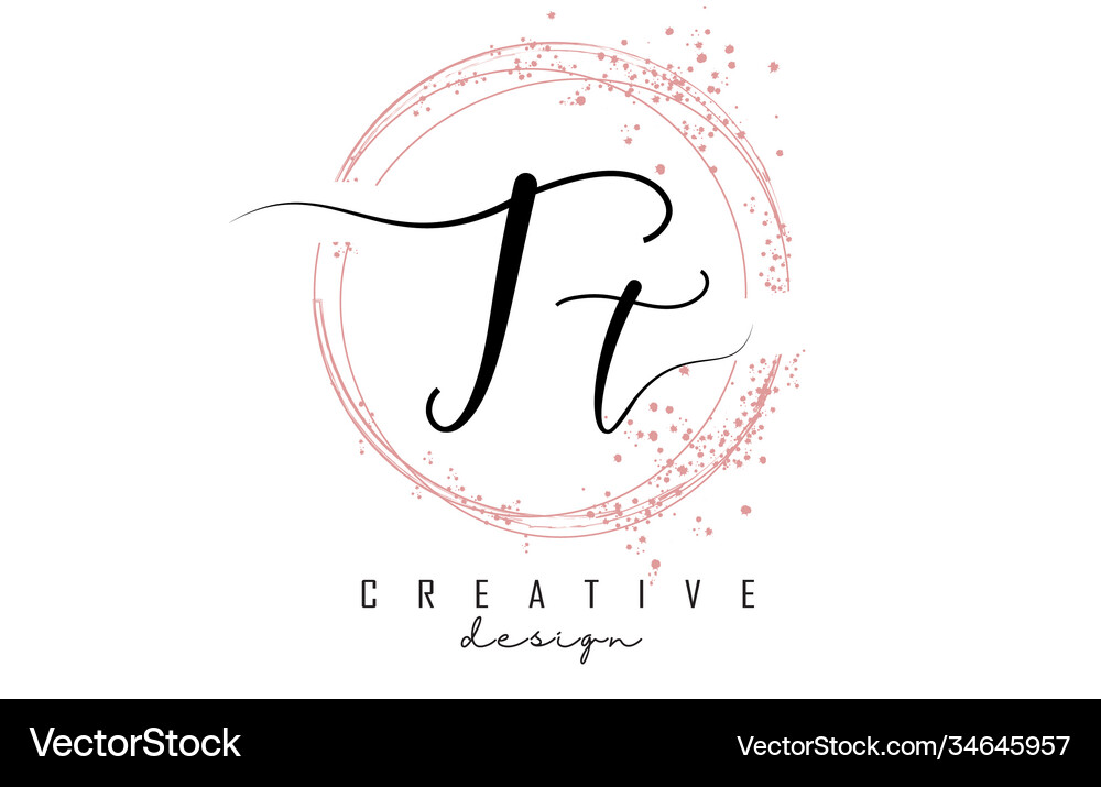 Handwritten tt t letter logo with sparkling Vector Image