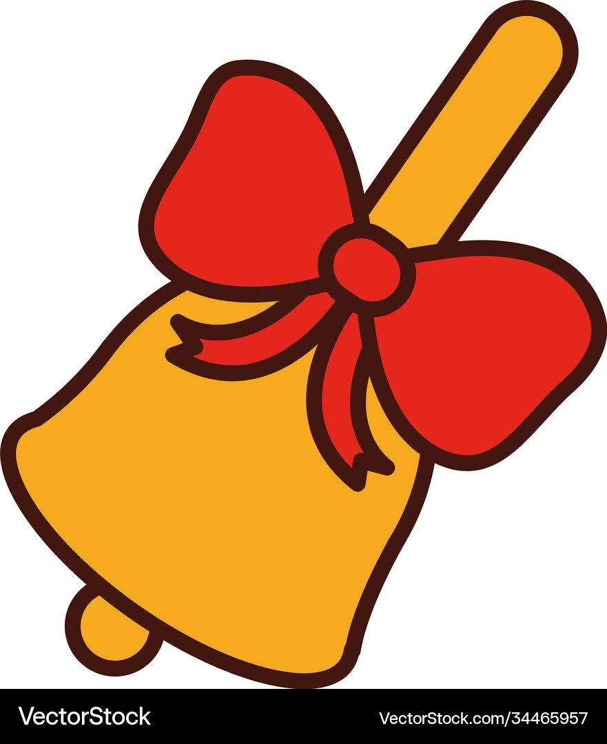 Happy merry christmas bell with bow and handle Vector Image