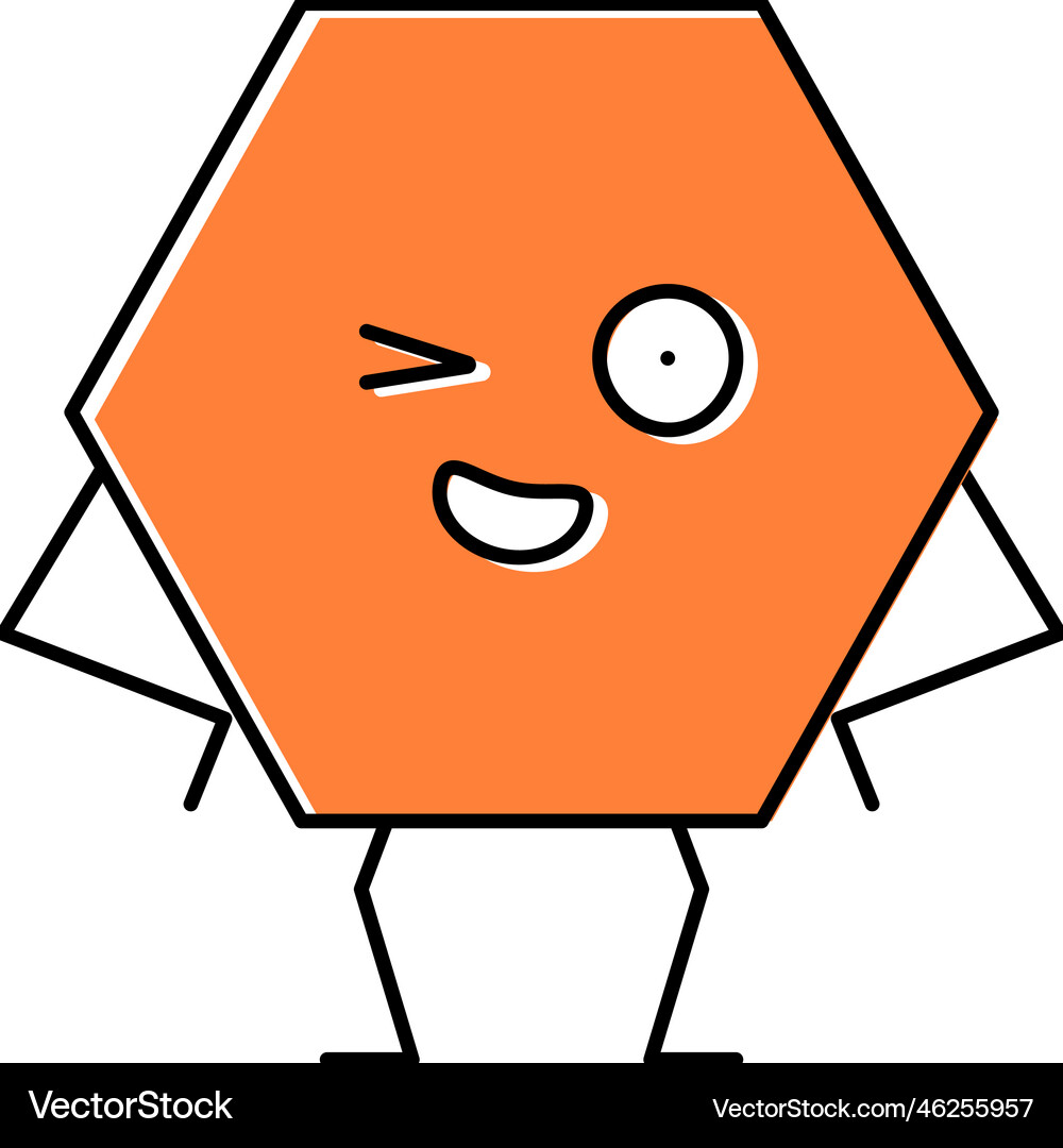 Hexagon geometric shape character color icon Vector Image