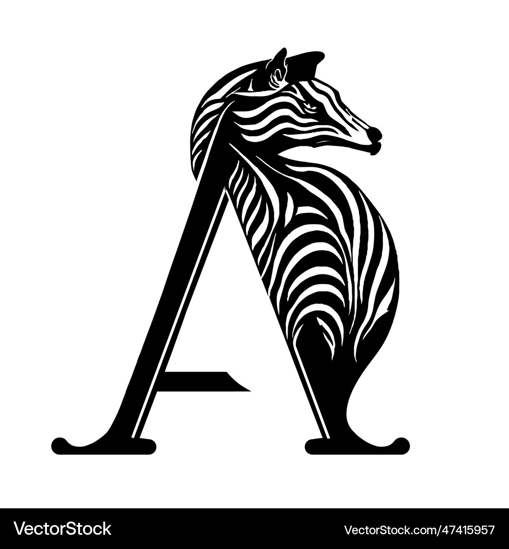 Letter a logo with zebra ornament Royalty Free Vector Image