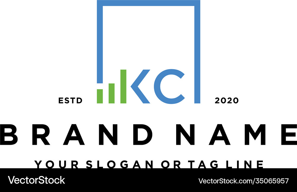 Letter kc square logo finance design Royalty Free Vector
