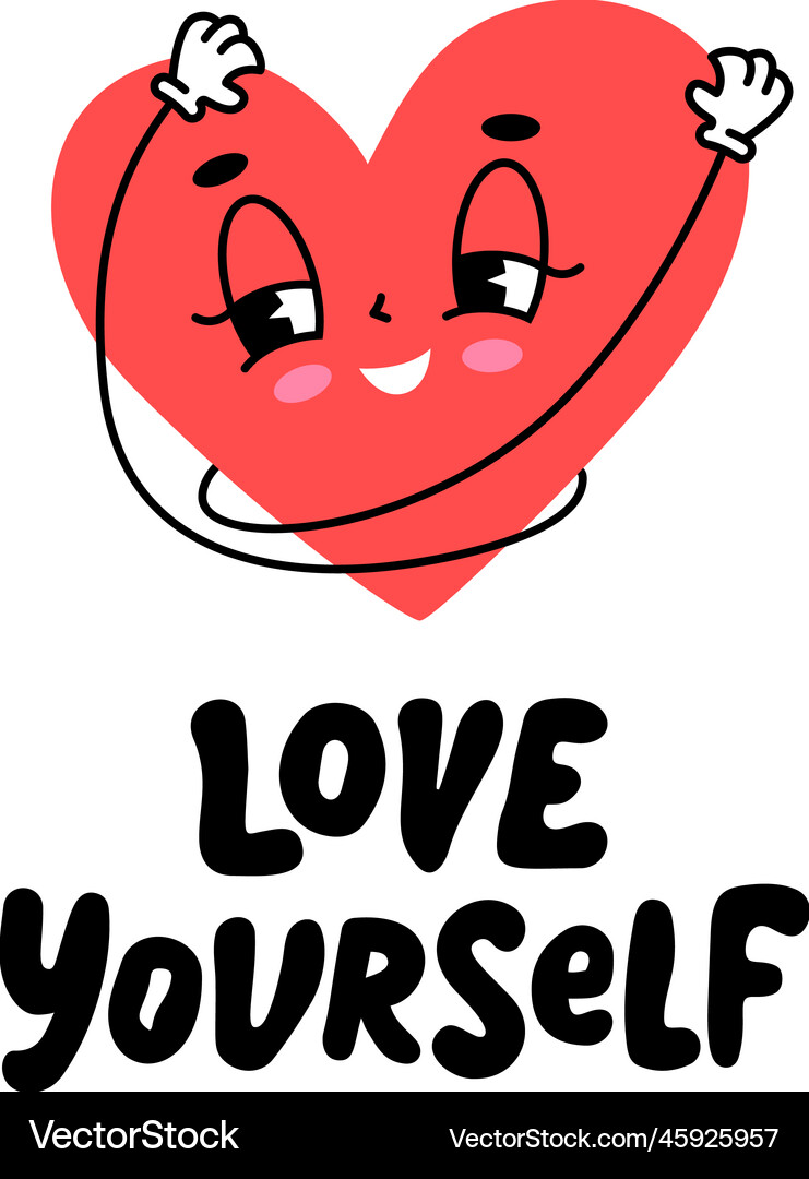 Love yourself quote self-care text Royalty Free Vector Image