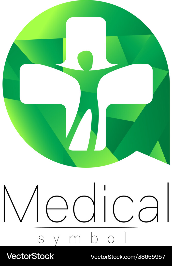 Medical sign with cross human inside Royalty Free Vector