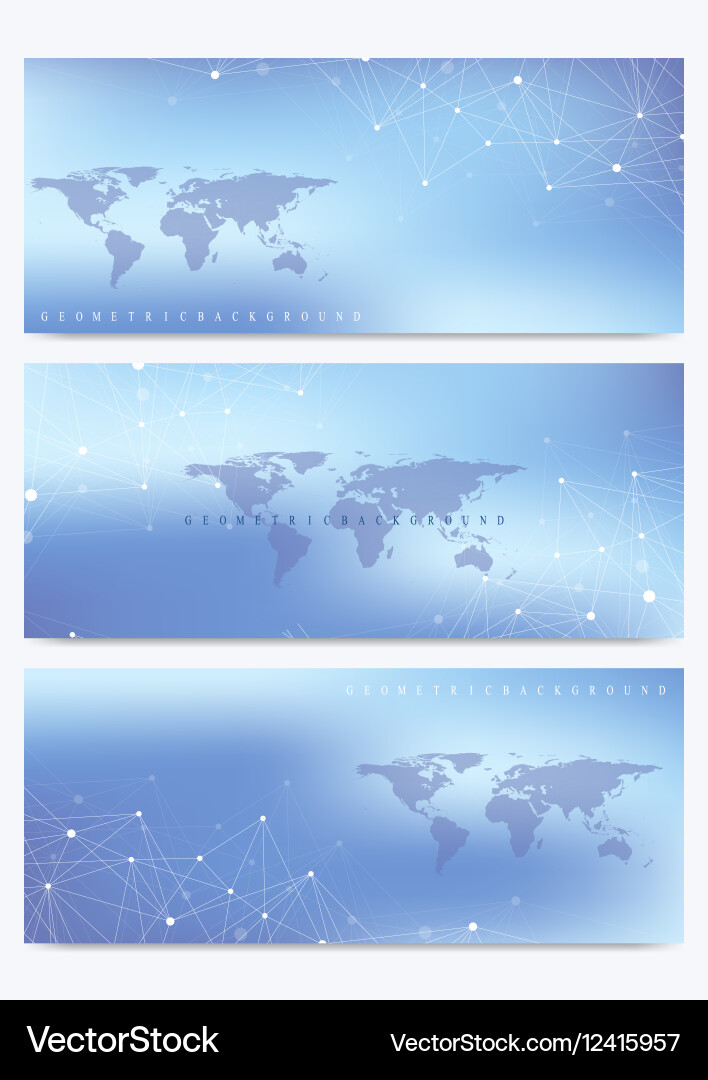 Modern set of banners with world map Royalty Free Vector