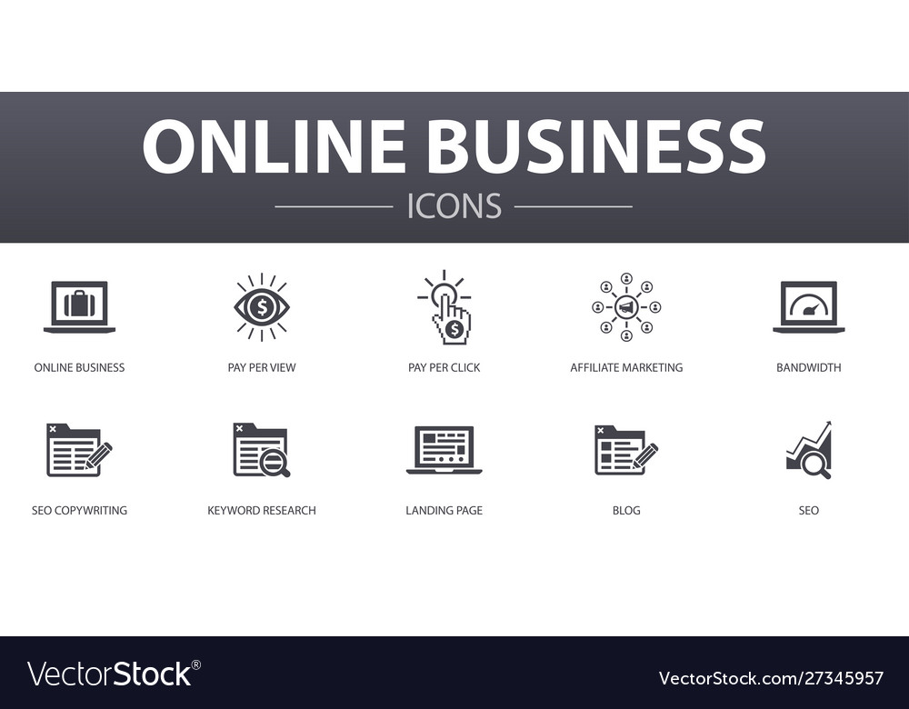 Online business simple concept icons set contains Vector Image