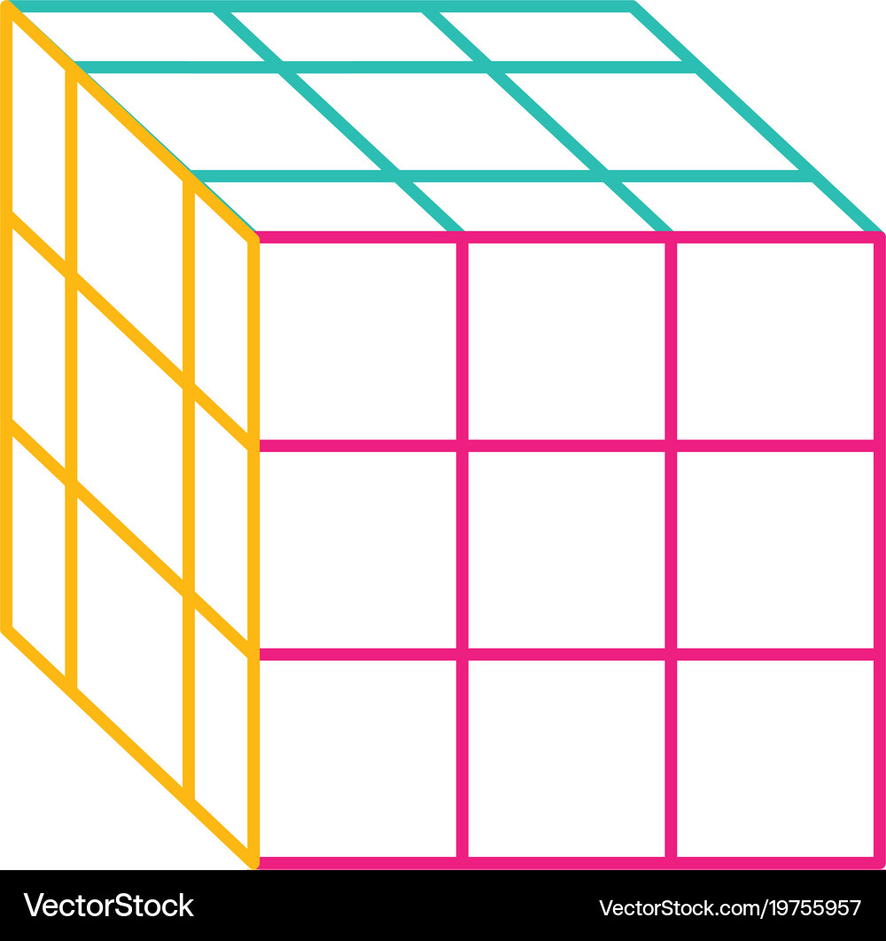 Rubik cube toy puzzle vintage icon Royalty Free Vector Image