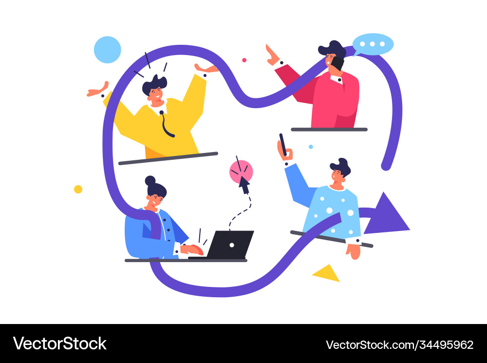 A group people intertwined with an arrow Vector Image