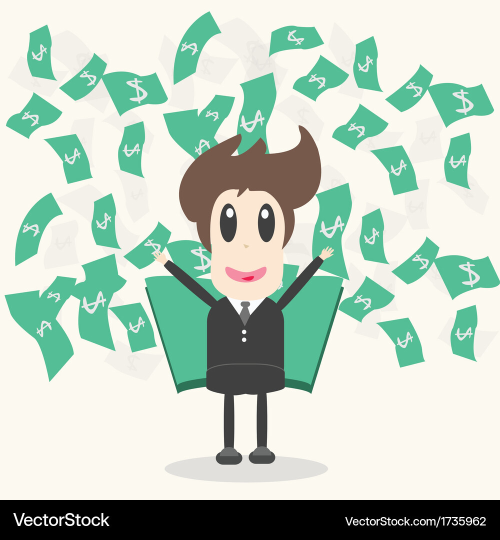 Business man with money Royalty Free Vector Image