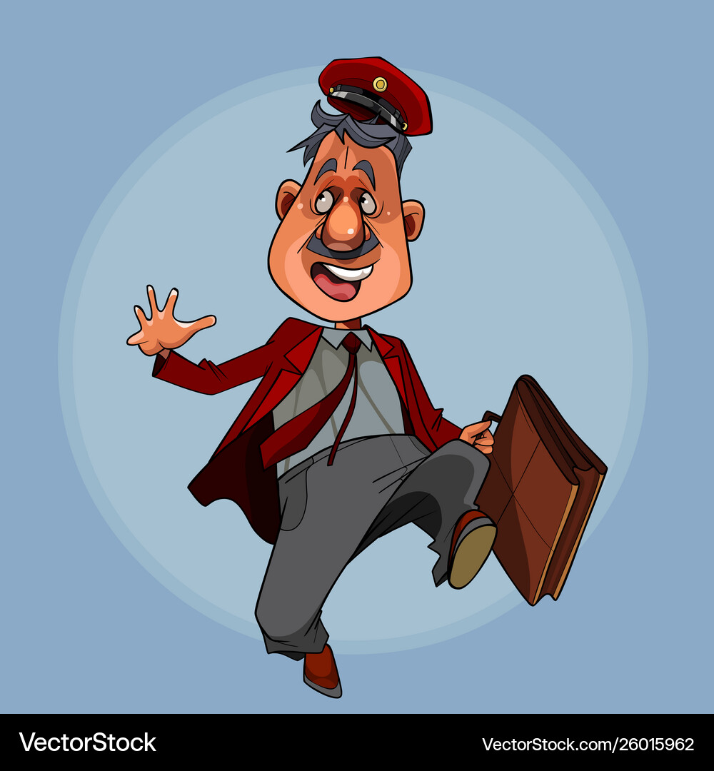 Cartoon man in a postman clothes with briefcase Vector Image