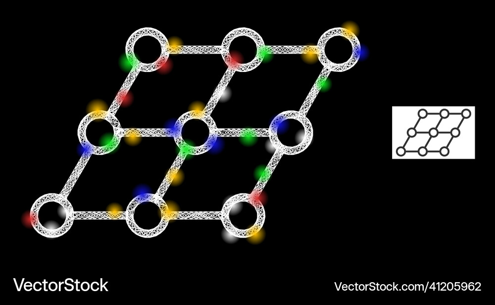 Crossed mesh skewed grid icon with bright colored Vector Image
