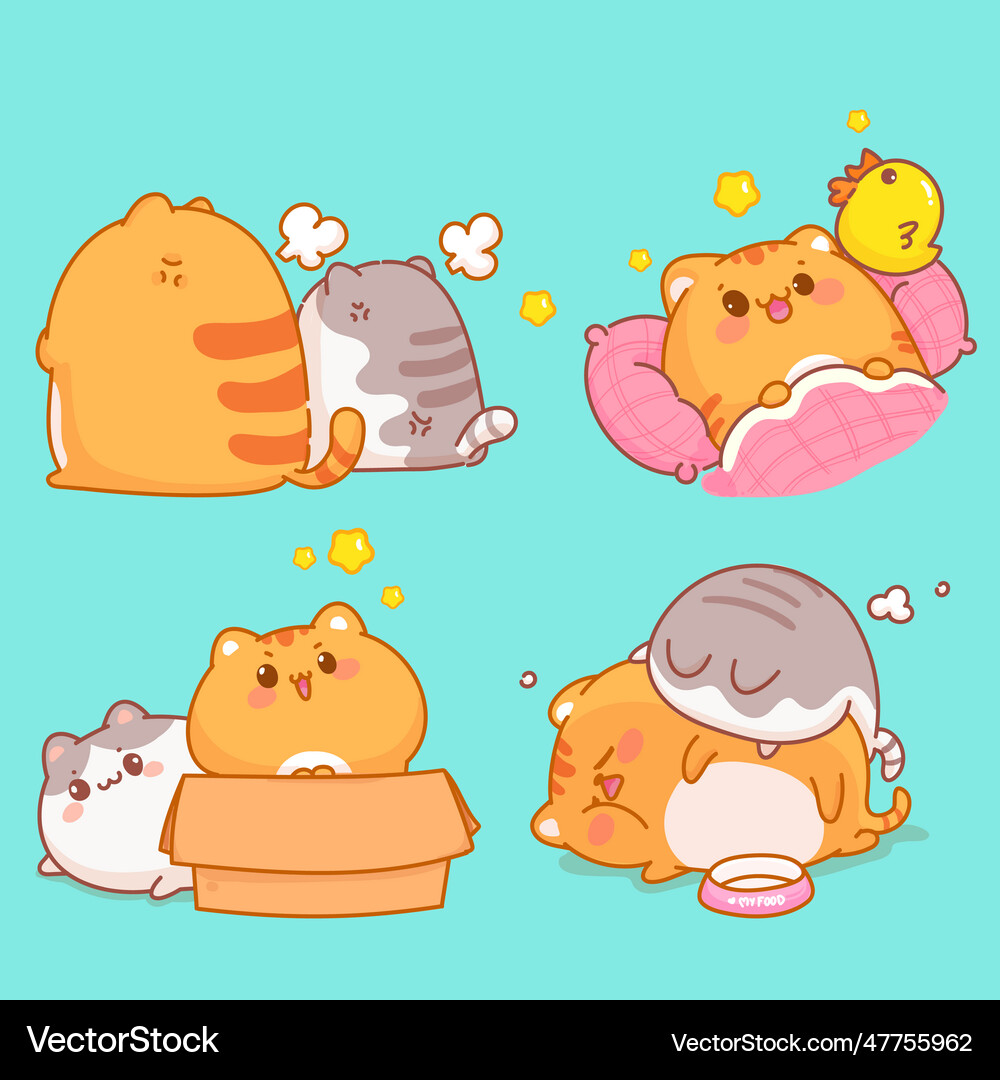 Hand drawn cute cats collection cartoon Royalty Free Vector