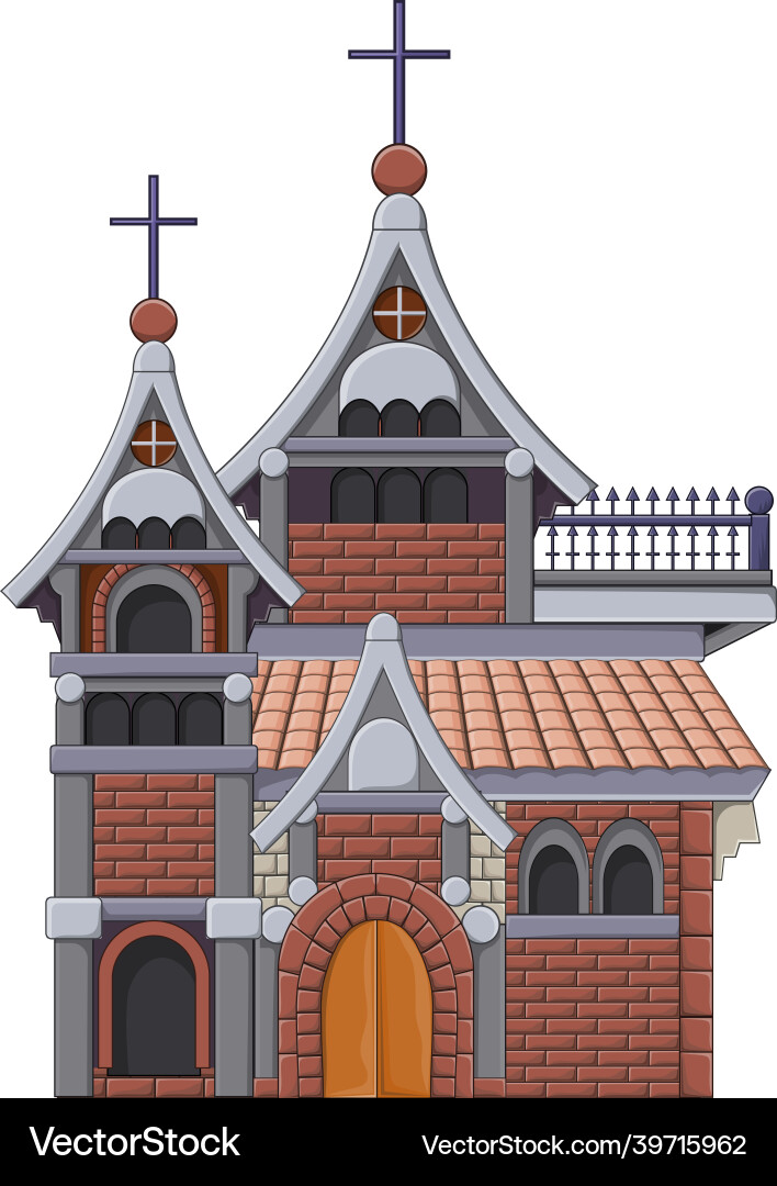 Haunted church building isolated on white Vector Image