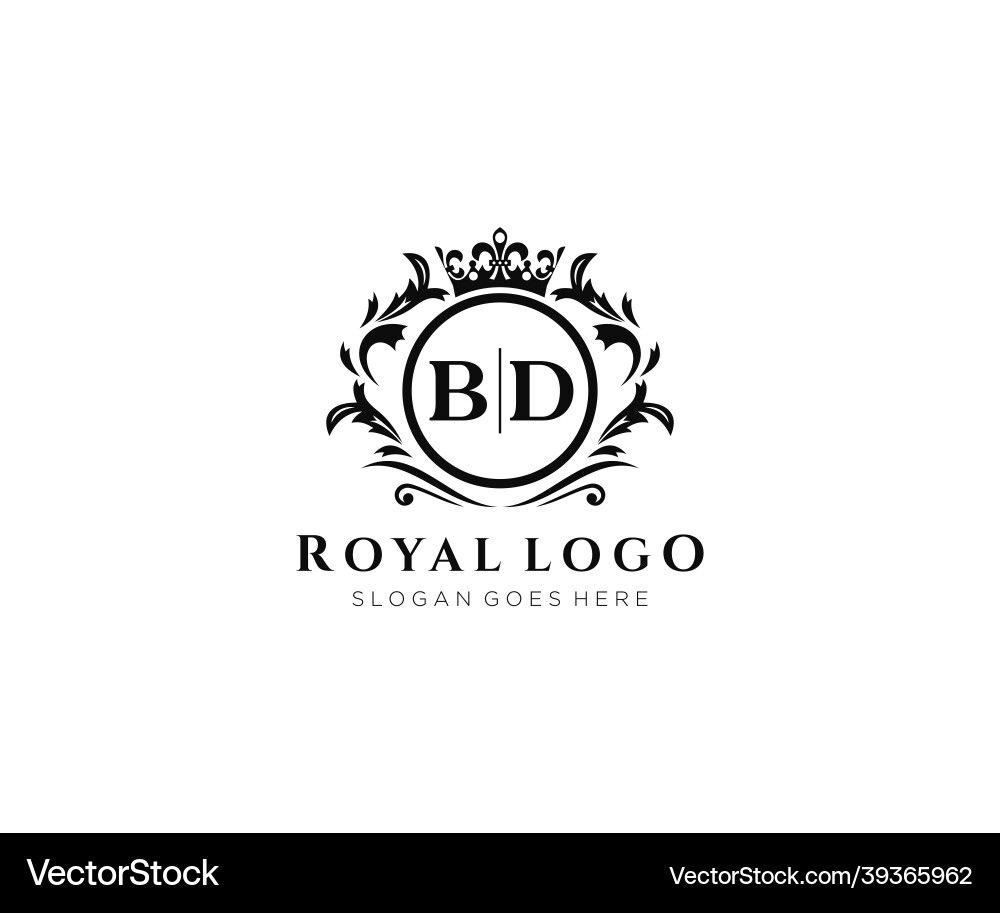 Initial bd letter luxurious brand logo template Vector Image