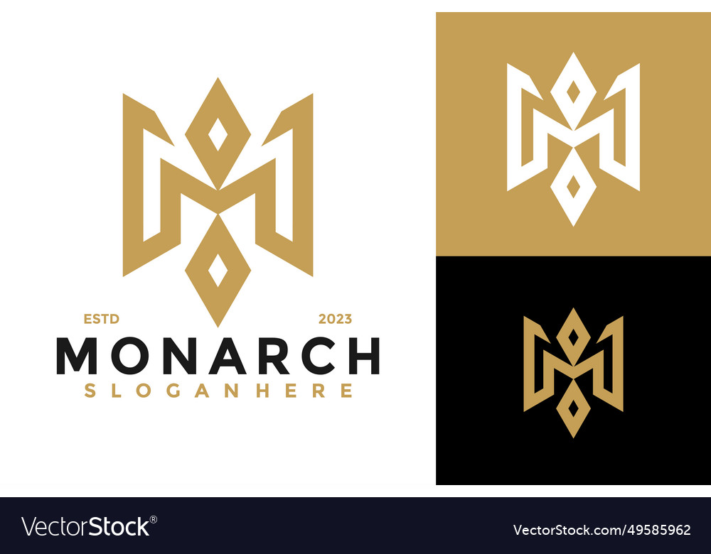 Letter m monarch crown logo design symbol icon Vector Image