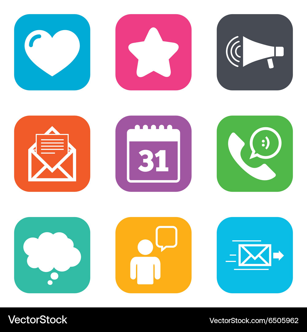 Mail contact icons communication signs Royalty Free Vector