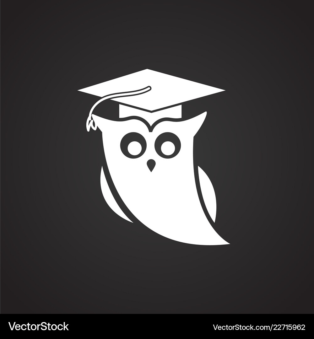 Owl of wisdom on black background Royalty Free Vector Image