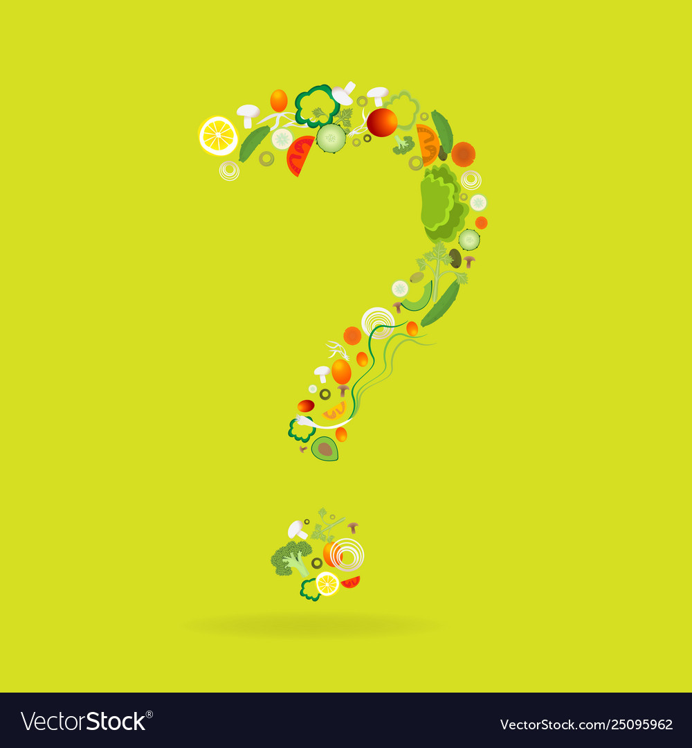 Question mark with vegetables pattern Royalty Free Vector