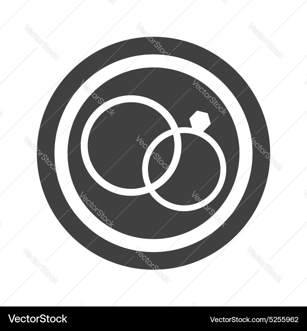 Round black wedding rings sign Royalty Free Vector Image