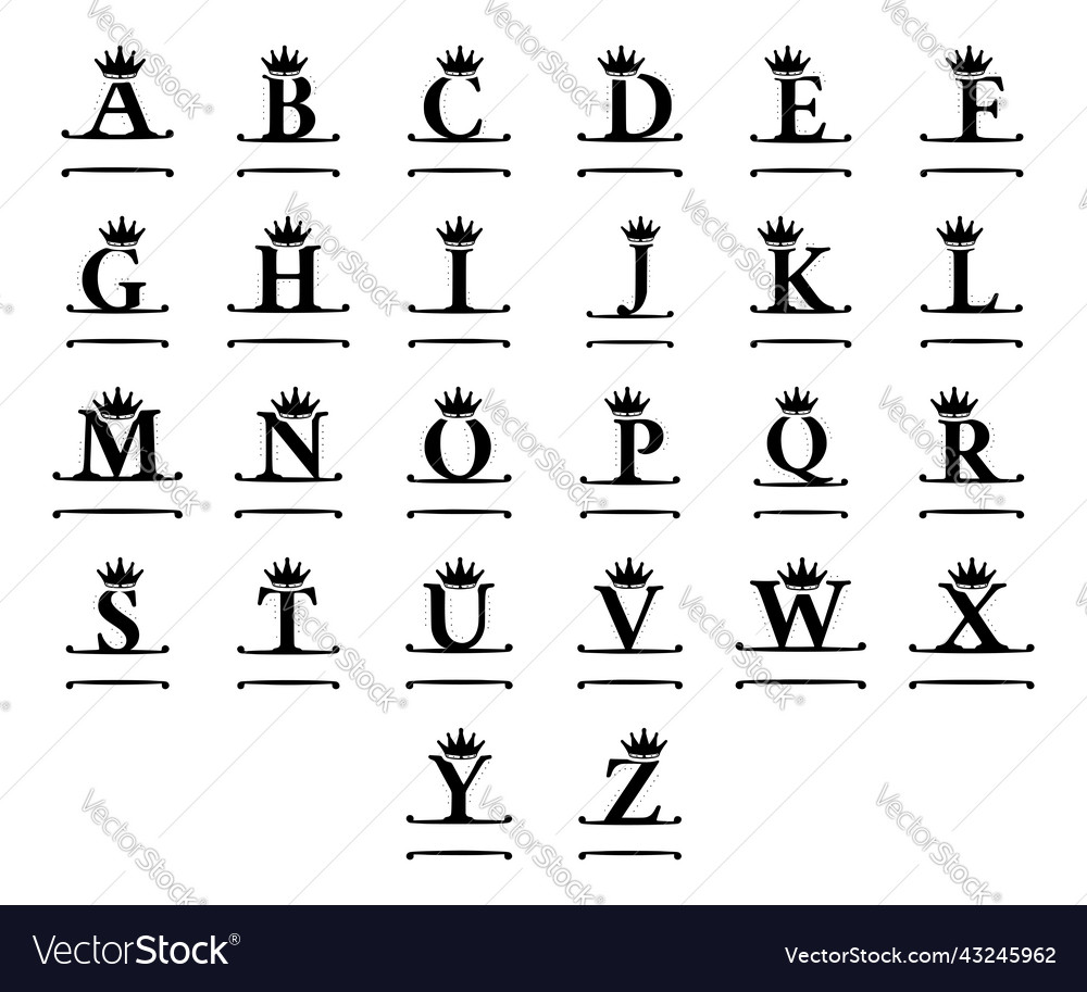 Royal letters with crown name monogram elegant Vector Image