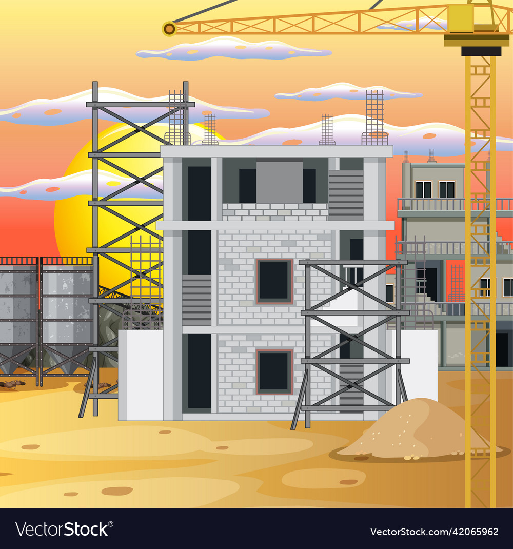 Scene of building construction site Royalty Free Vector