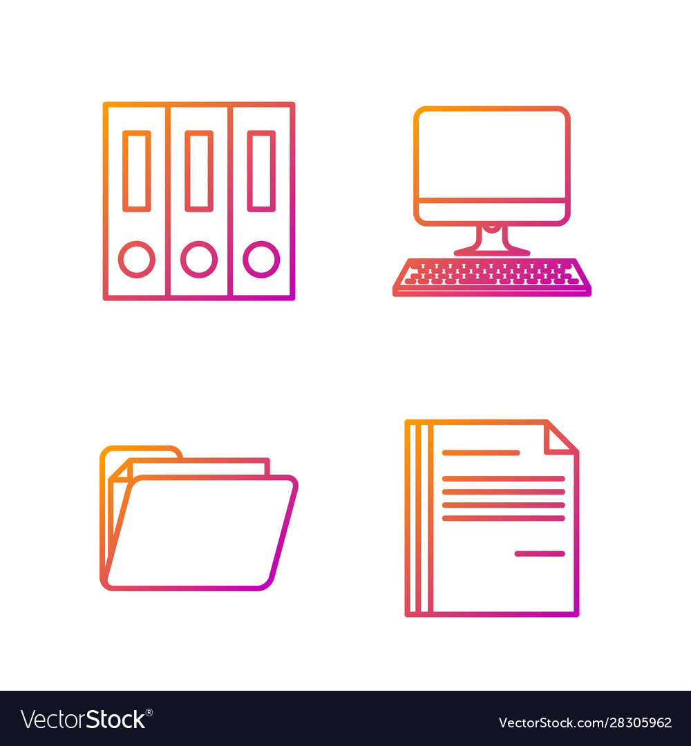 Set line file document document folder office Vector Image