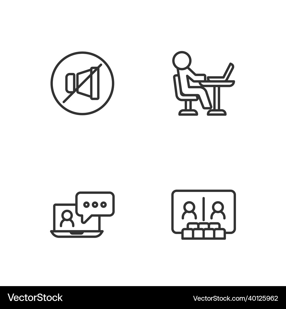 Set line video chat conference mute microphone Vector Image