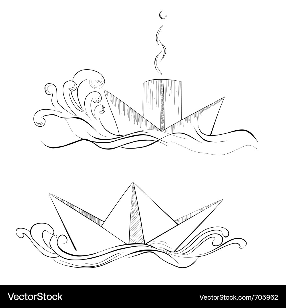 Sketch of hand drawn ship Royalty Free Vector Image