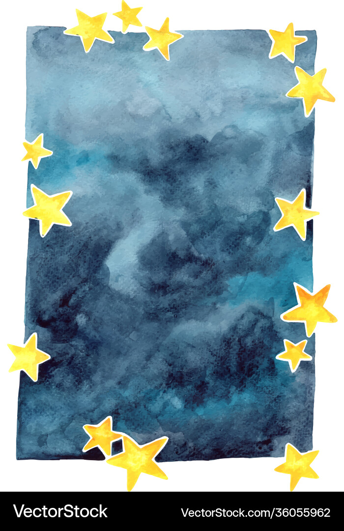 Star and night sky border watercolor background Vector Image
