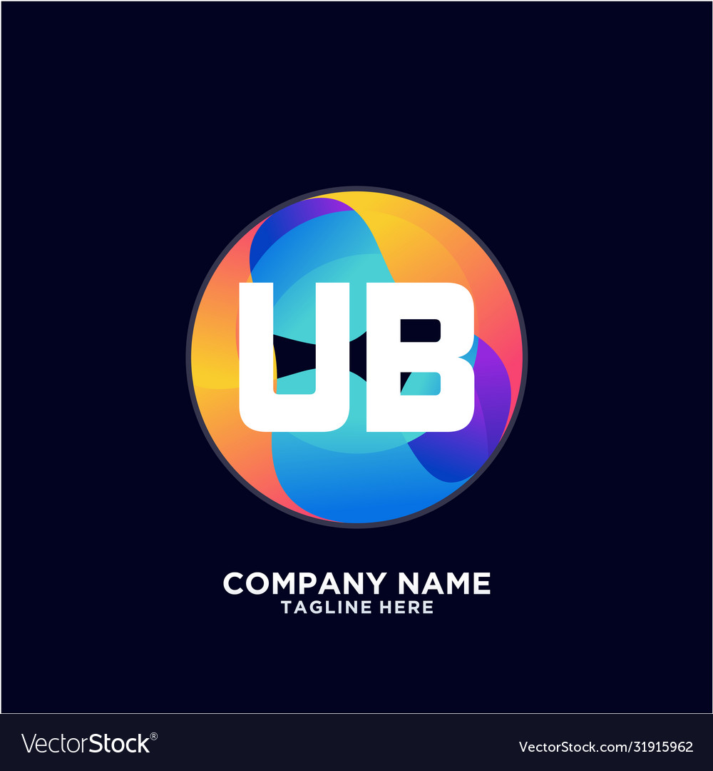 Ub initial logo with colorful circle template Vector Image