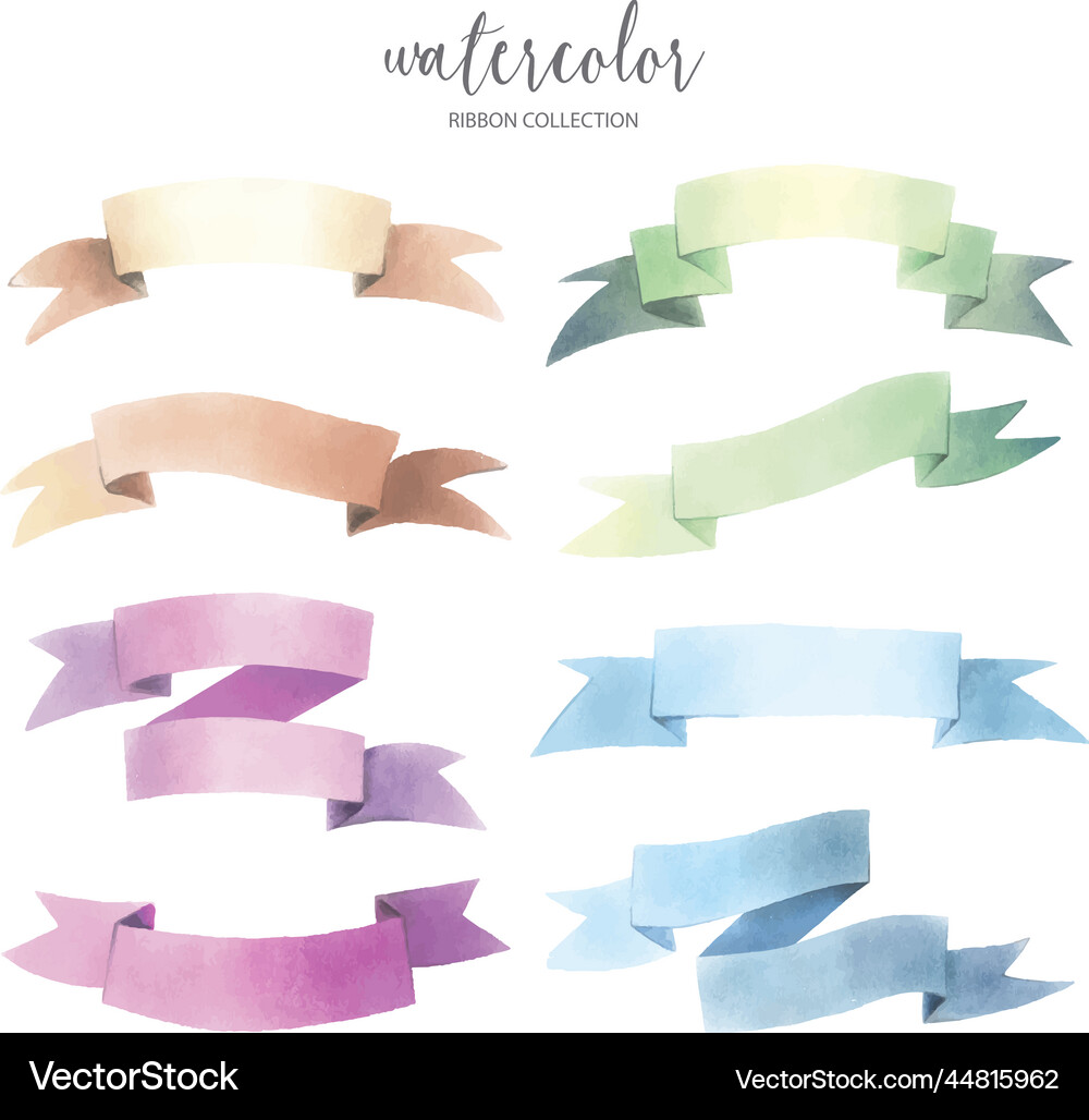 Watercolor ribbon collection design Royalty Free Vector