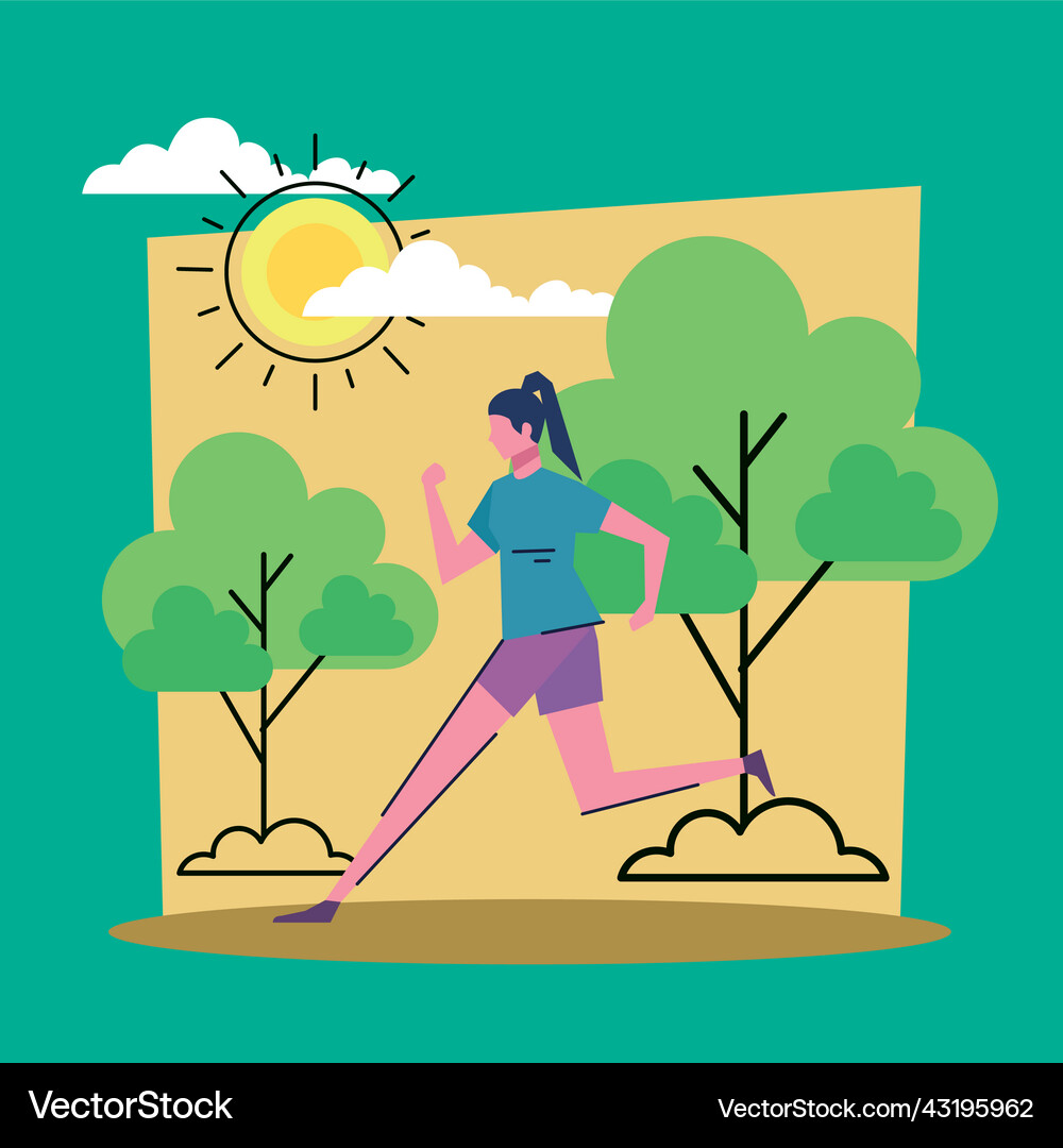 Woman running in camp Royalty Free Vector Image