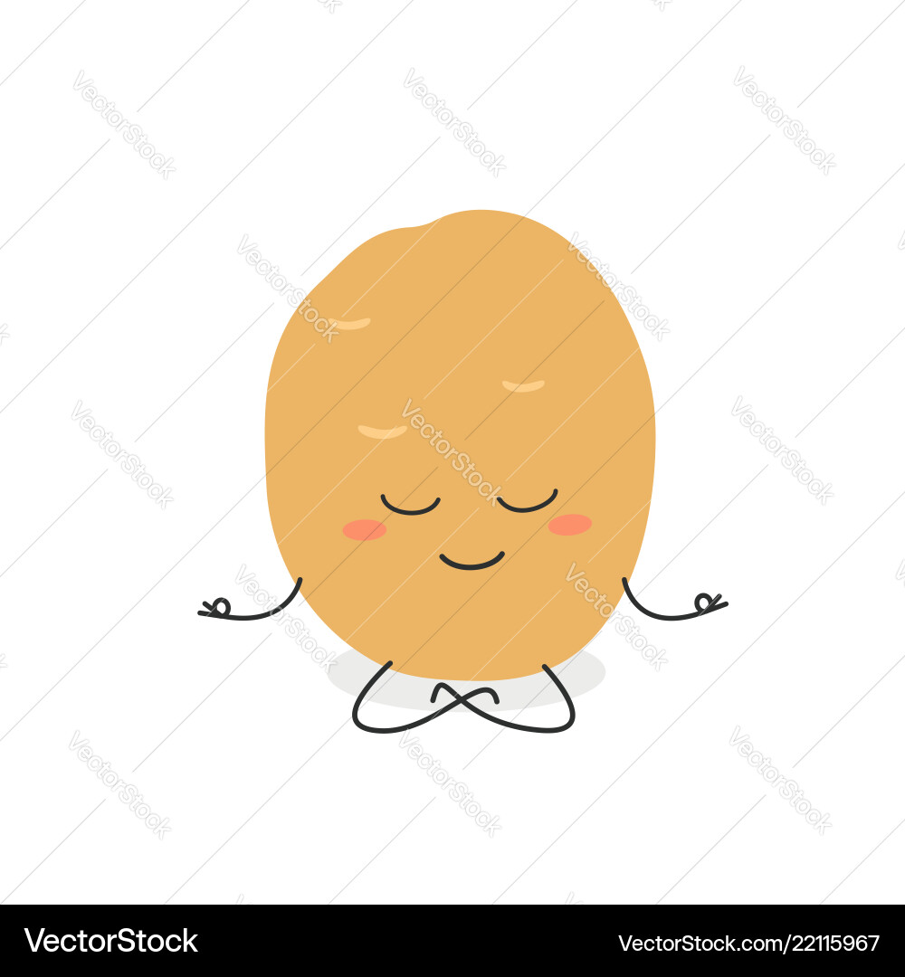 Cartoon potato meditation Royalty Free Vector Image
