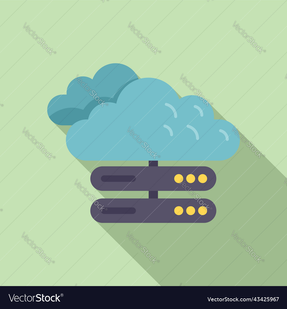 Cloud data icon flat crm database Royalty Free Vector Image