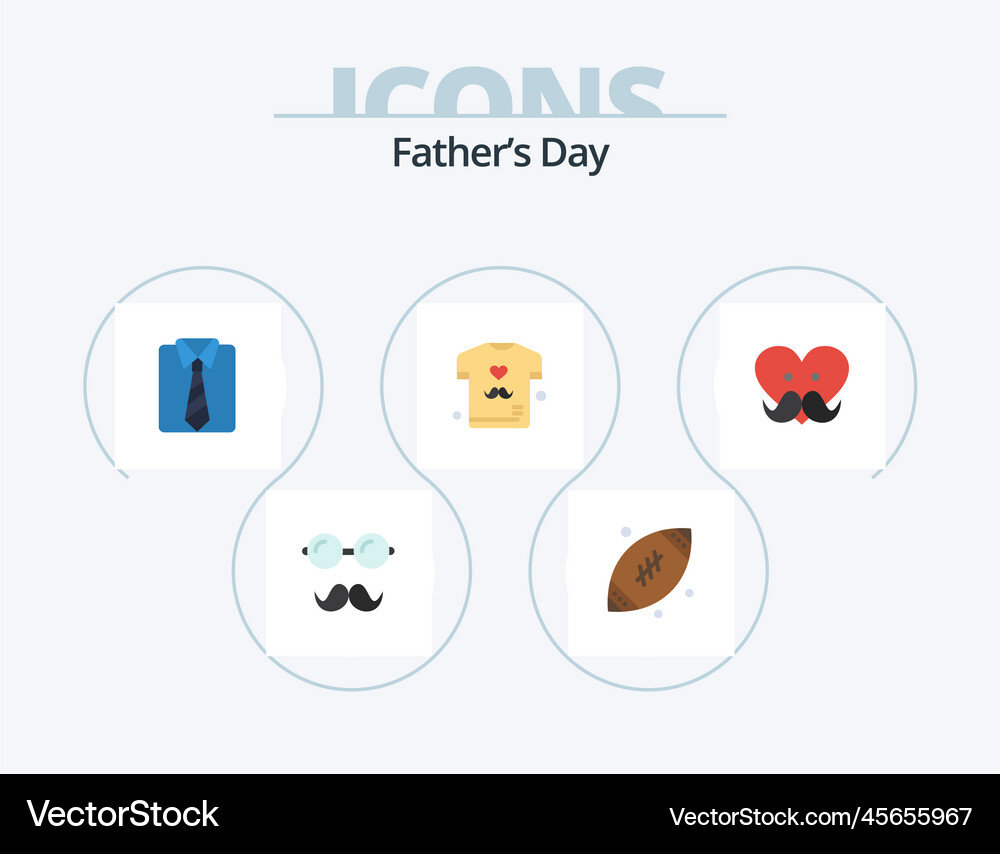 Fathers day flat icon pack 5 design father Vector Image