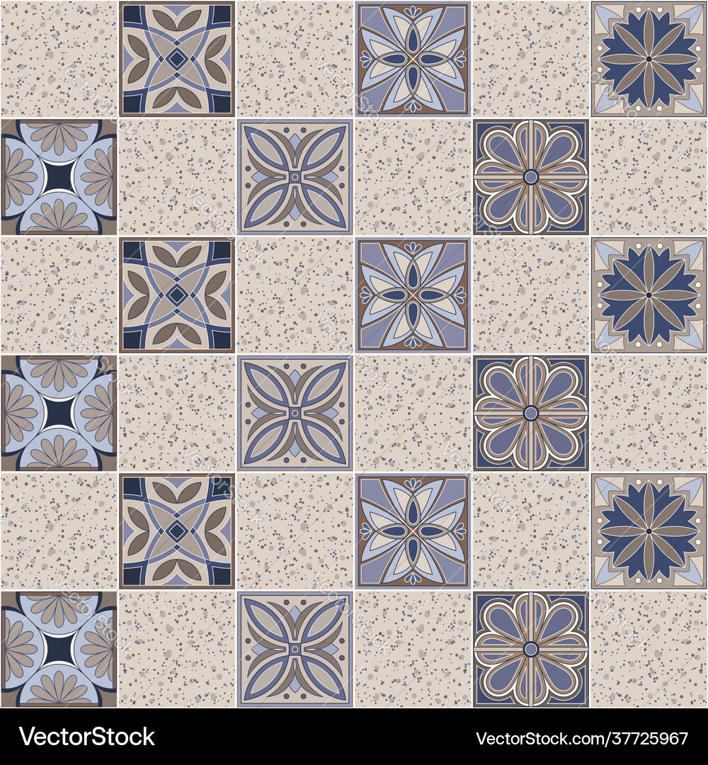 Geometric background square tiles with an ethnic Vector Image